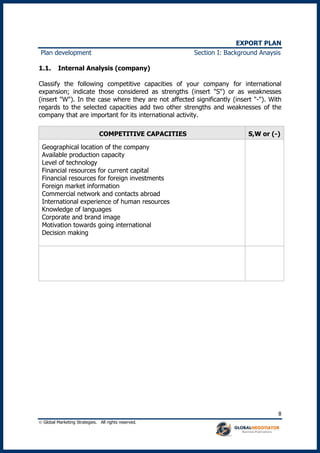 EXPORT PLAN - Template and Example | PDF