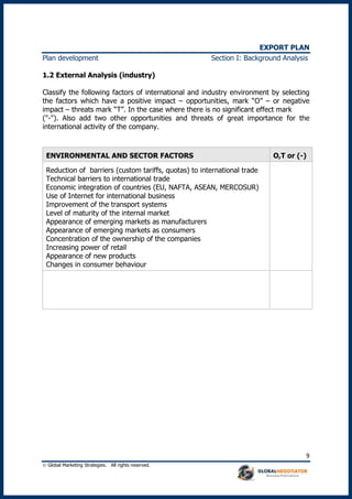 EXPORT PLAN - Template and Example | PDF