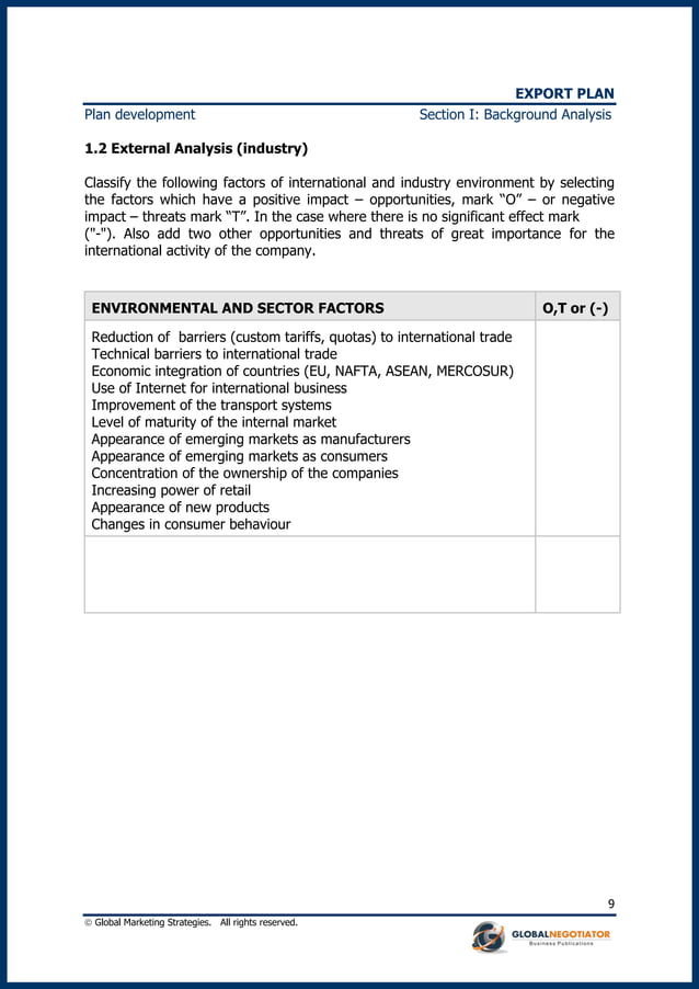 EXPORT PLAN - Template and Example | PDF