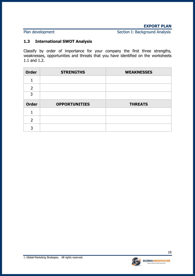EXPORT PLAN - Template and Example | PDF