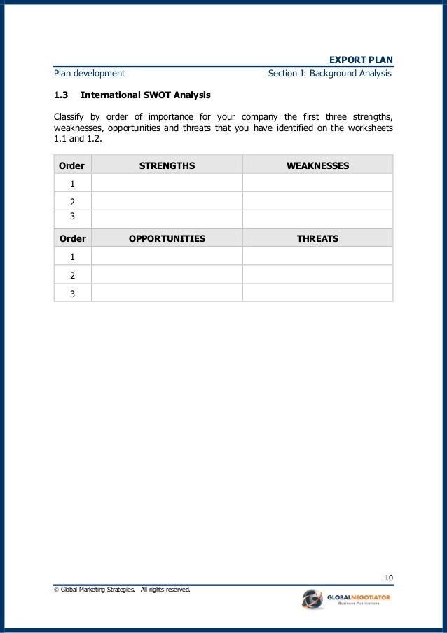 EXPORT PLAN - Template and Example