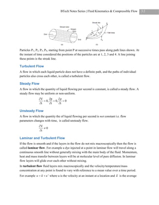 Fluid Mechanics: Fluid Kinematics and Compressible Flow | PDF