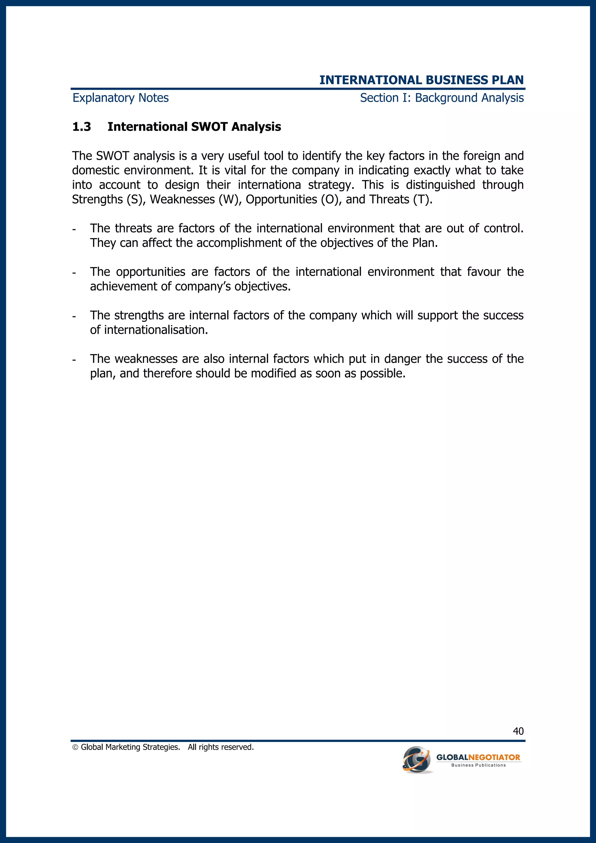 INTERNATIONAL BUSINESS PLAN FOR COMPANIES | PDF