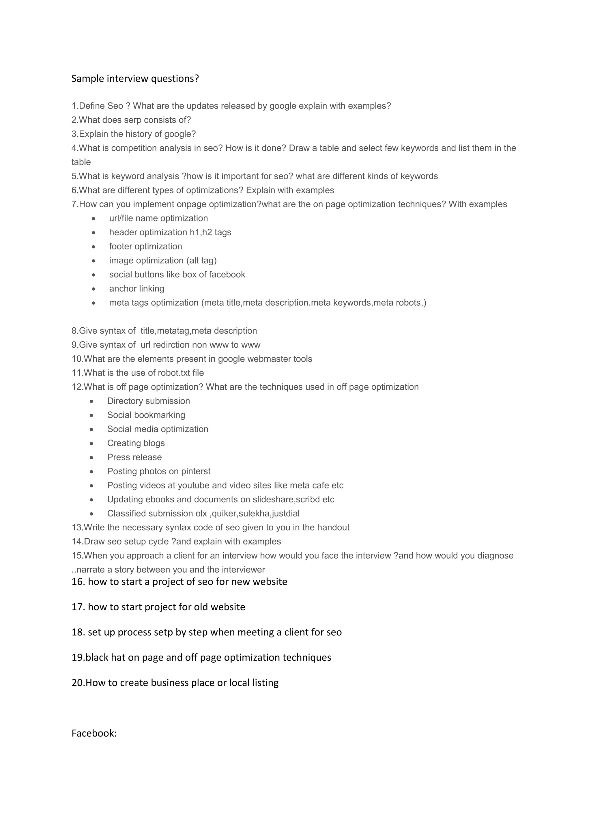 Sample interview questions | PDF | Search | Internet