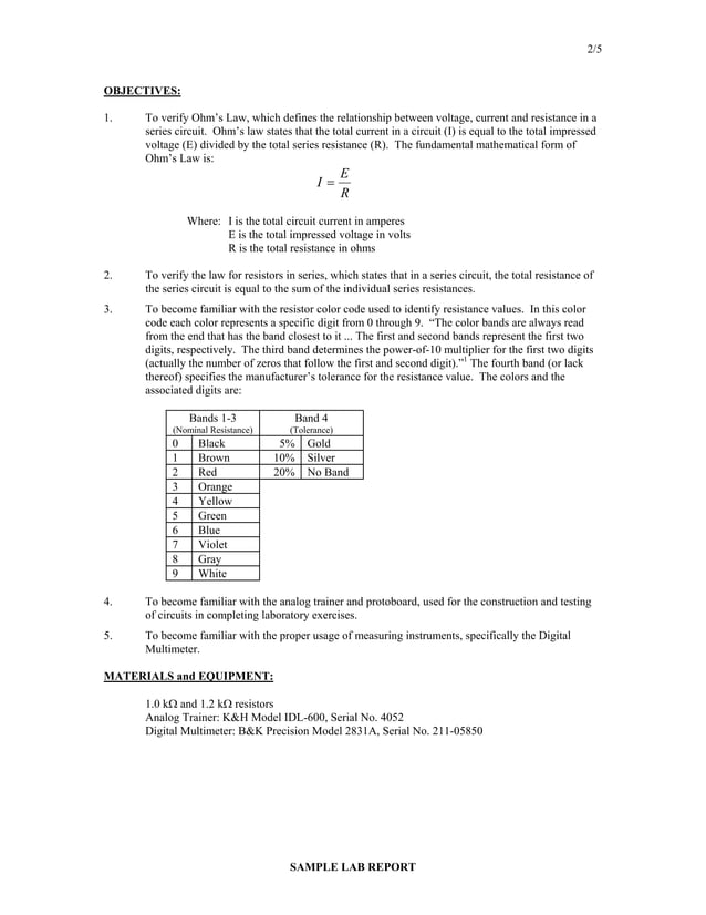 Sample lab-report on verfication of ohms law | PDF | Computer Networking | Computing