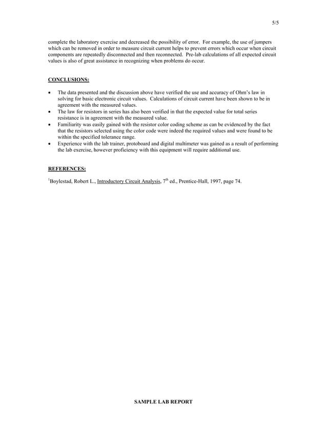 Sample lab-report on verfication of ohms law | PDF | Computer Networking | Computing