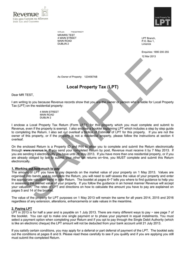 Sample letter-lpt-2 | PDF | Personal Taxes | Personal Finance