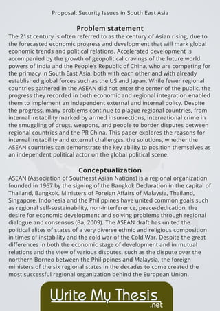Proposal: Security Issues in South East Asia | PDF