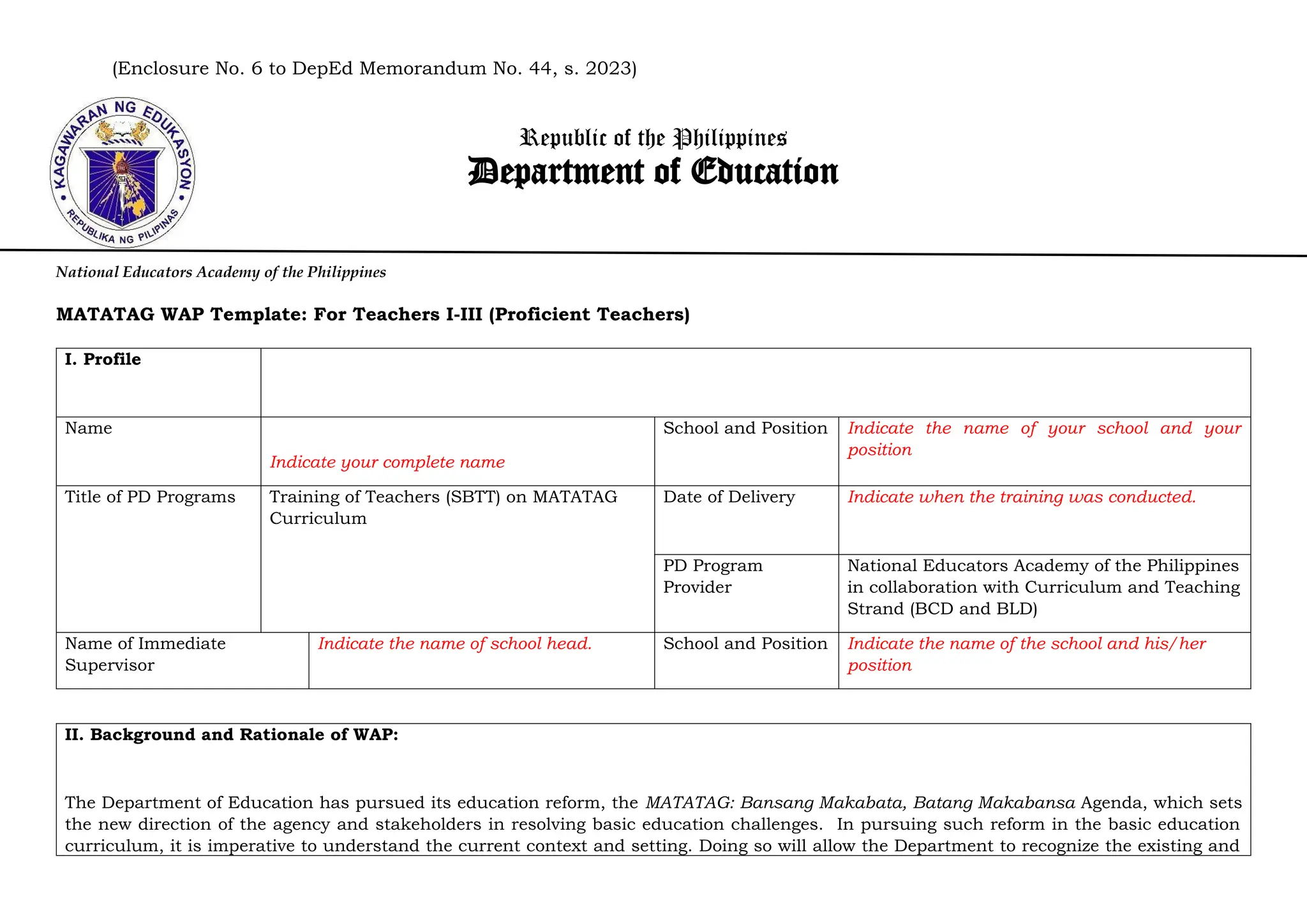 Sample-MATATAG-WAP-For-Teachers.docxaaaaa | DOCX