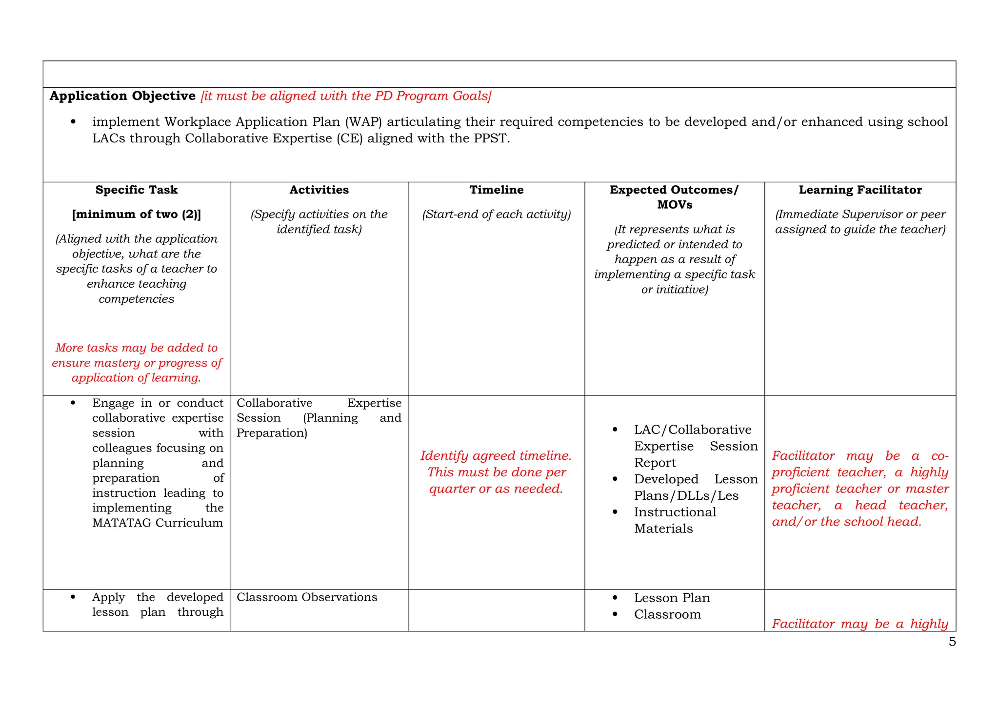 Sample-MATATAG-WAP-For-Teachers.docxaaaaa | DOCX