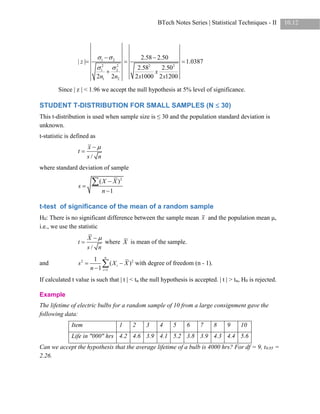 Advanced Engineering Mathematics (Statistical Techniques - II) | PDF