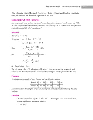 Advanced Engineering Mathematics (Statistical Techniques - II) | PDF