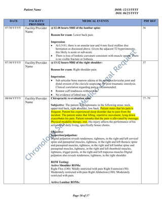 Sample Medical Chronology - Medical Chronology Services for Attorneys | PDF