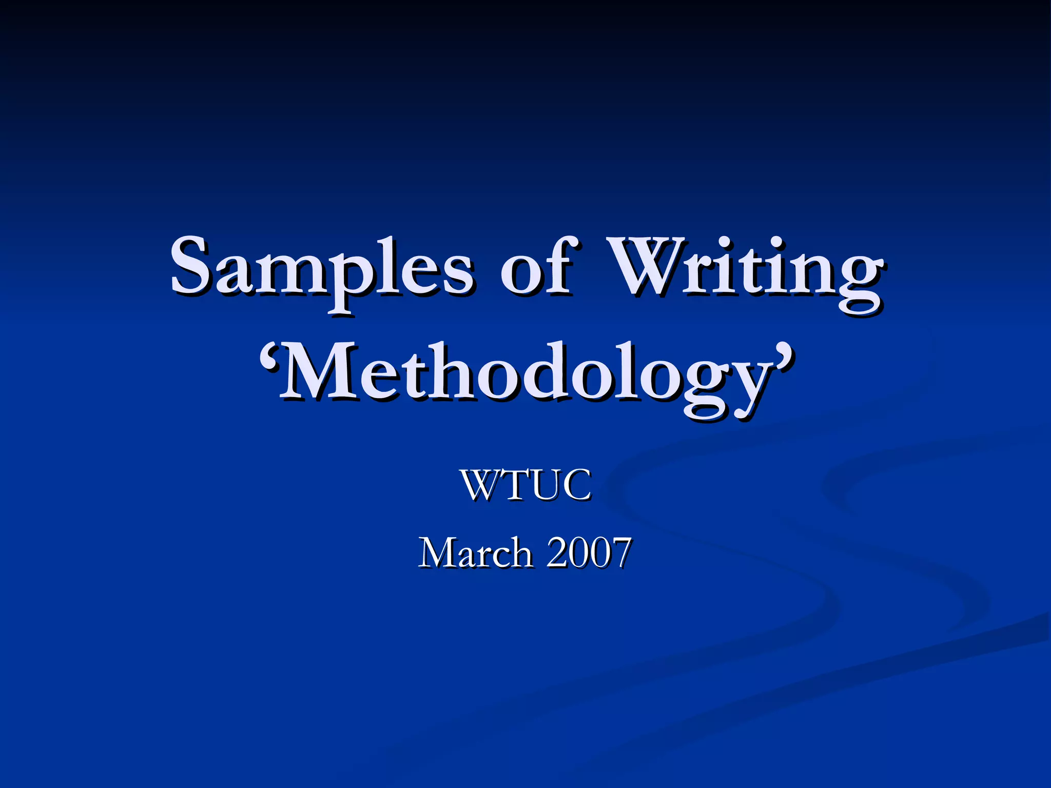 Sample Methodology | PPT