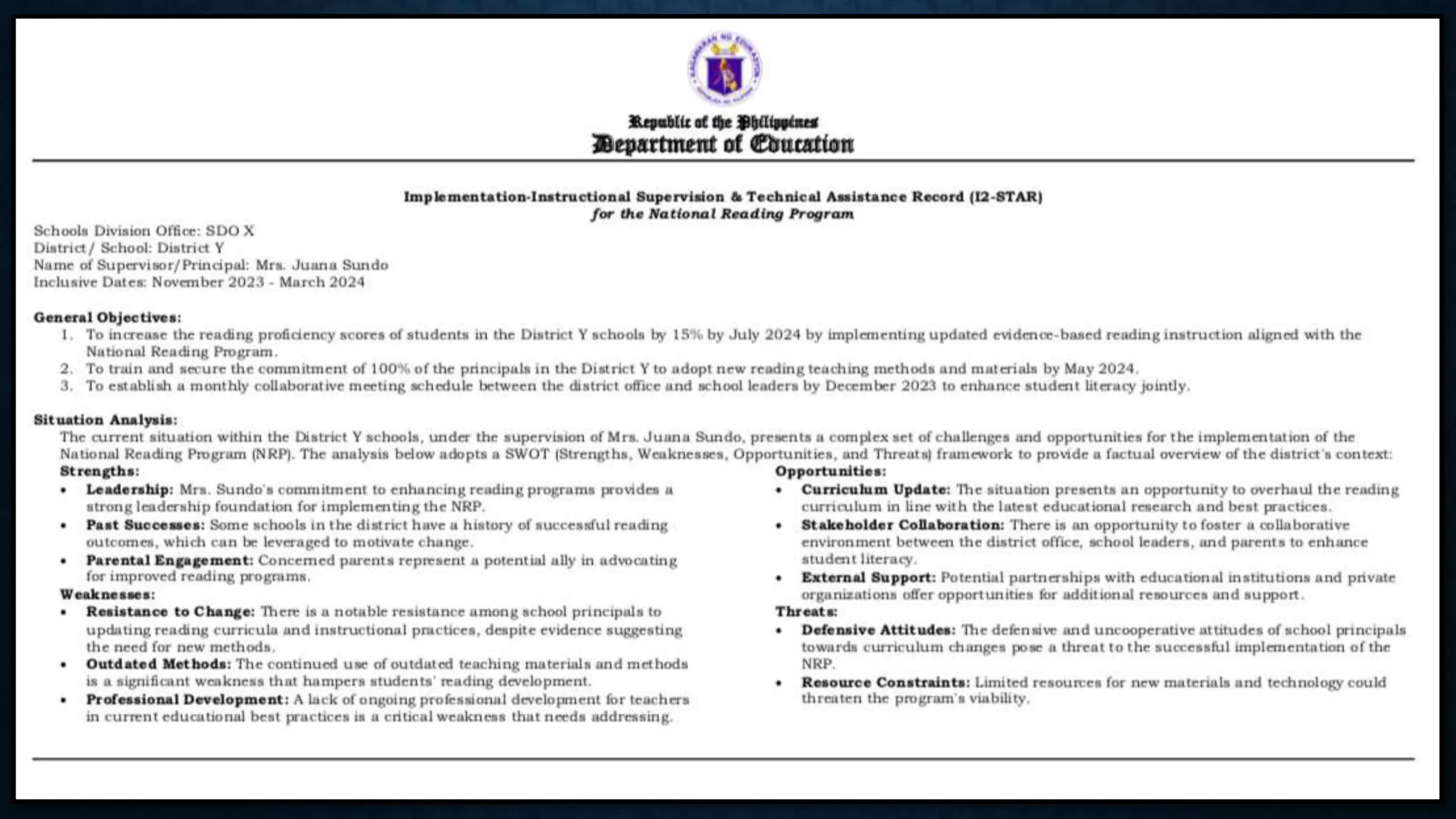 Sample implememtation plan for education | PPT