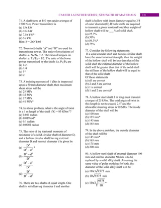 Strength of materials (Objective Questions) | PDF