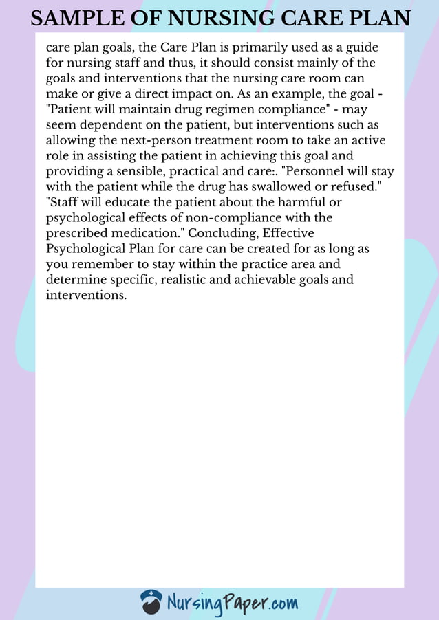 Sample of Nursing Care Plan | PDF
