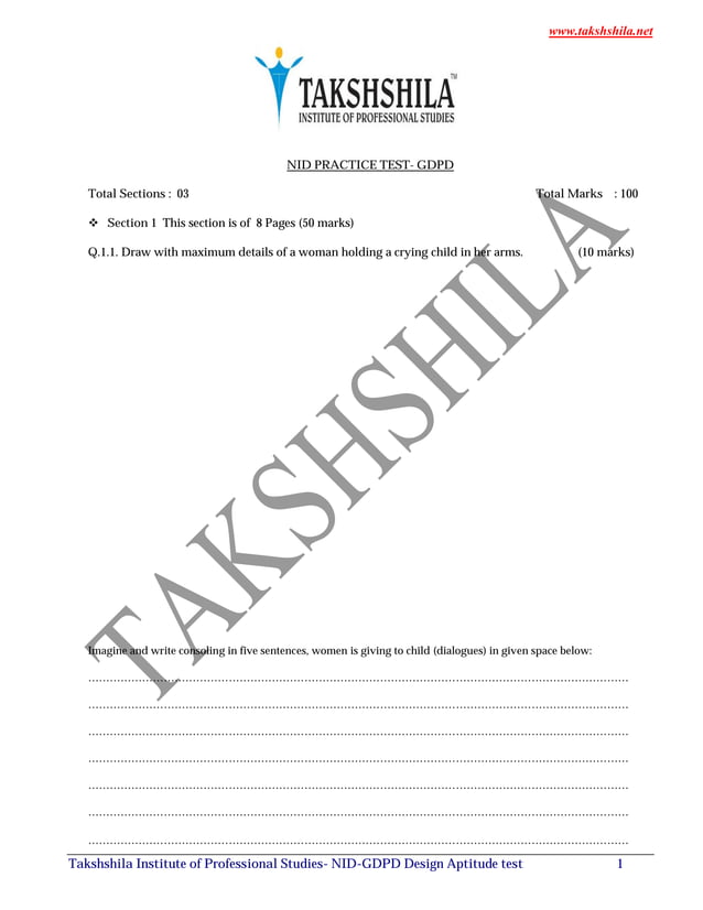 NID Entrance Sample Papers, NID Previous Year Question Paper with ...