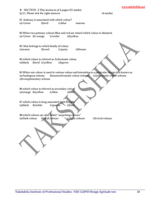 NID Entrance Sample Papers, NID Previous Year Question Paper with ...