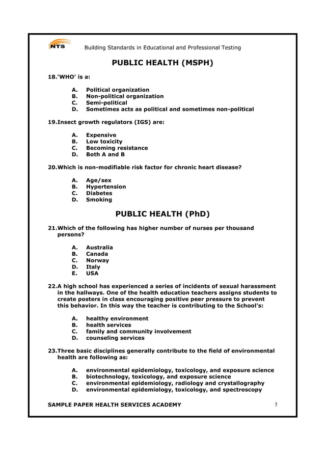 Sample paper-health-services-academy-msph-phd