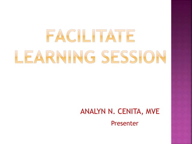 facilitate learning session sample for learners | PPT | Vocational Training | Careers