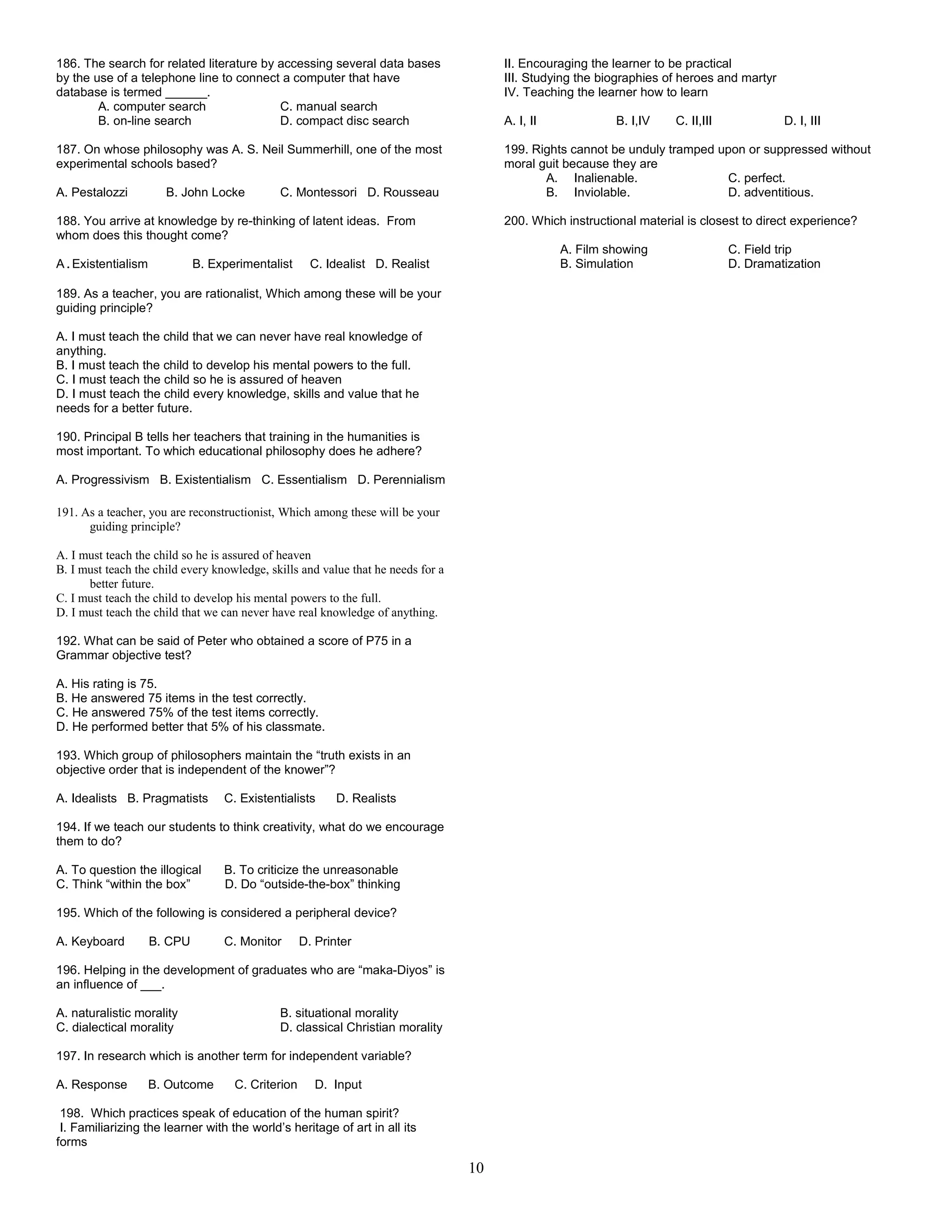 Sample preboard-exam-prof ed | DOC