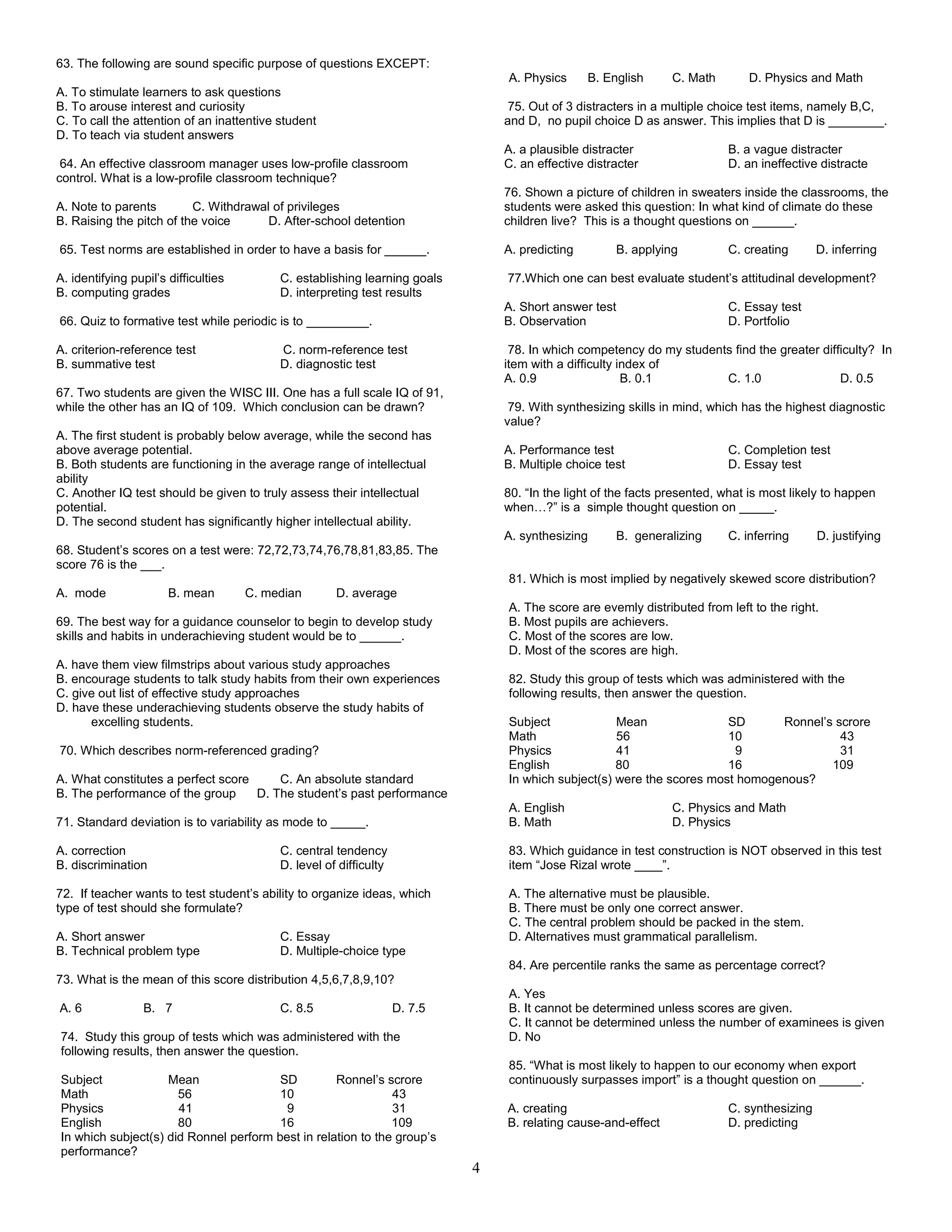 Sample preboard-exam-prof ed | DOC