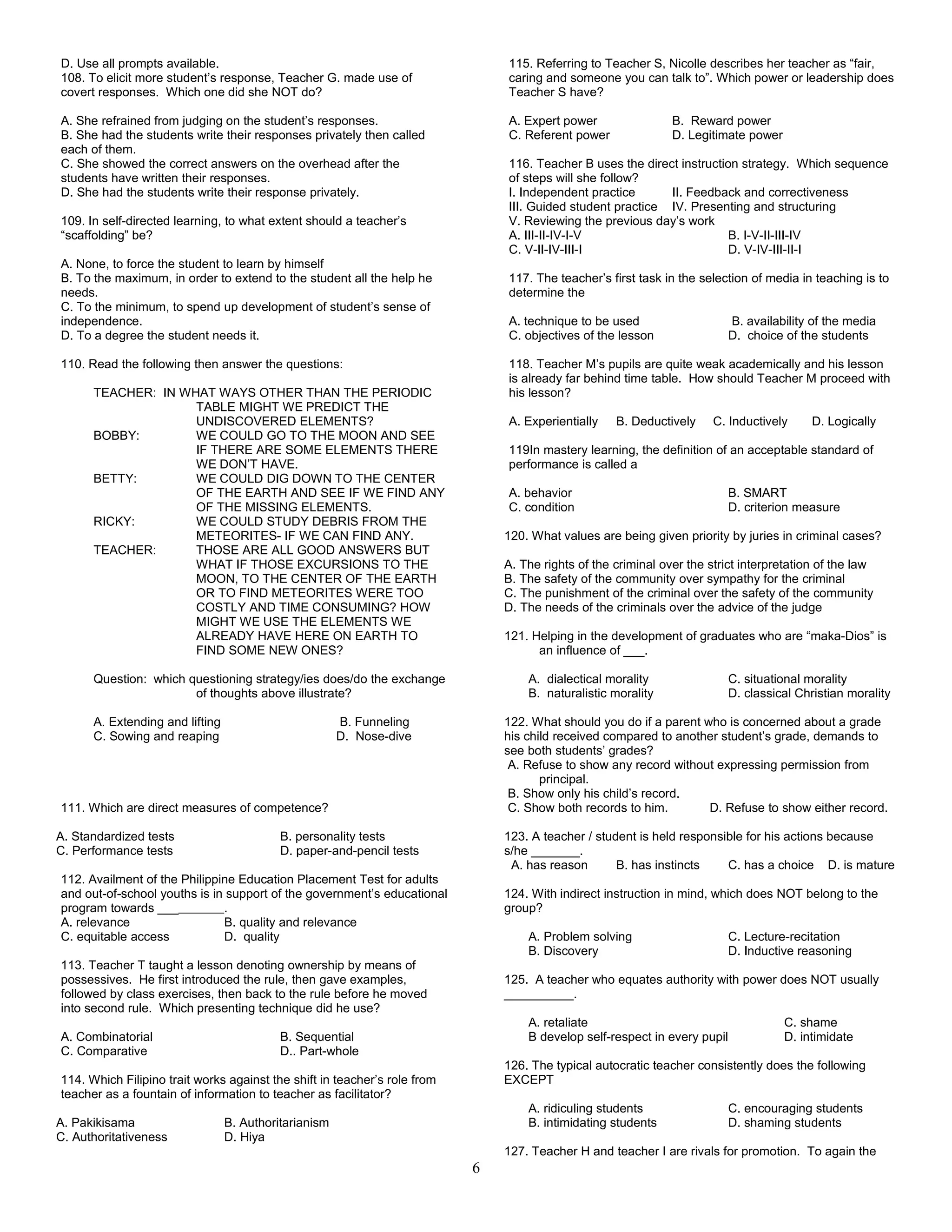 Sample preboard-exam-prof ed | DOC