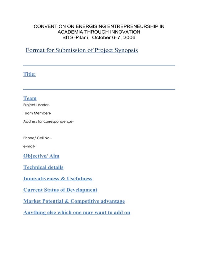 Sample project-synopsis | PDF