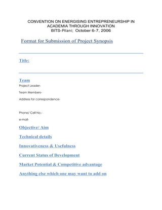 Sample project-synopsis | PDF