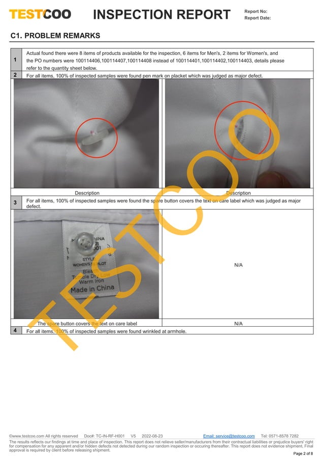 sample-report-garment-inspection-sample-report.pdf | Medical Tests ...
