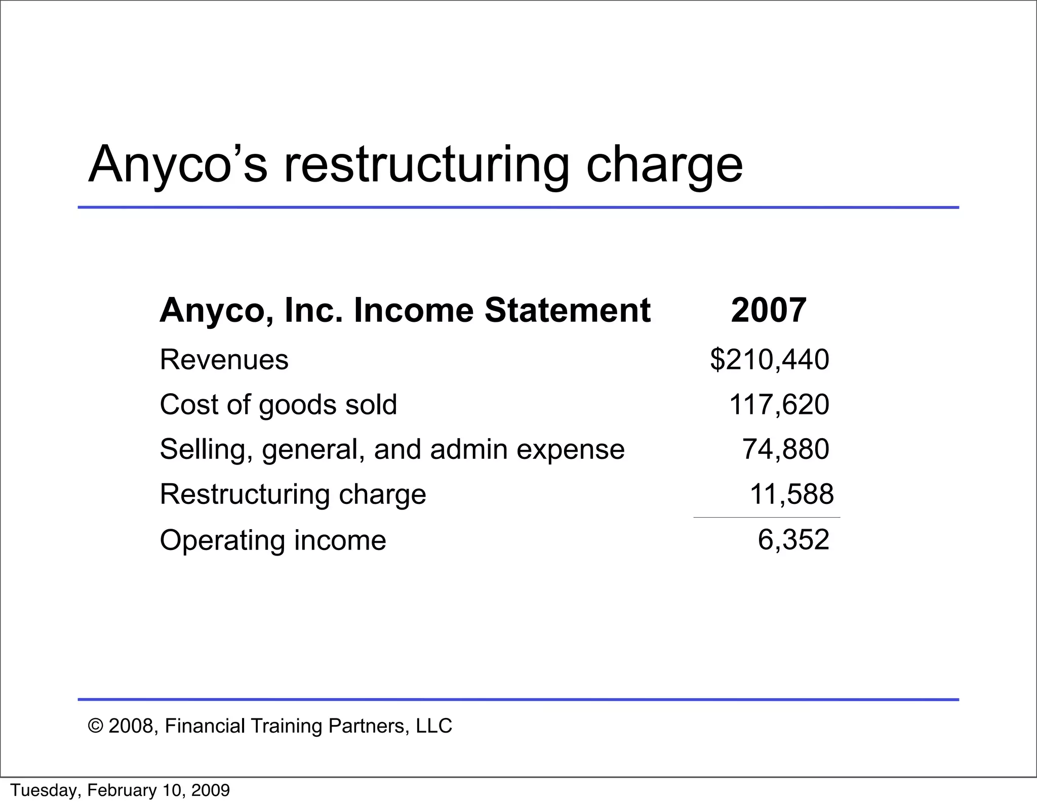 Sample Restructuring Charges And Income | KEY