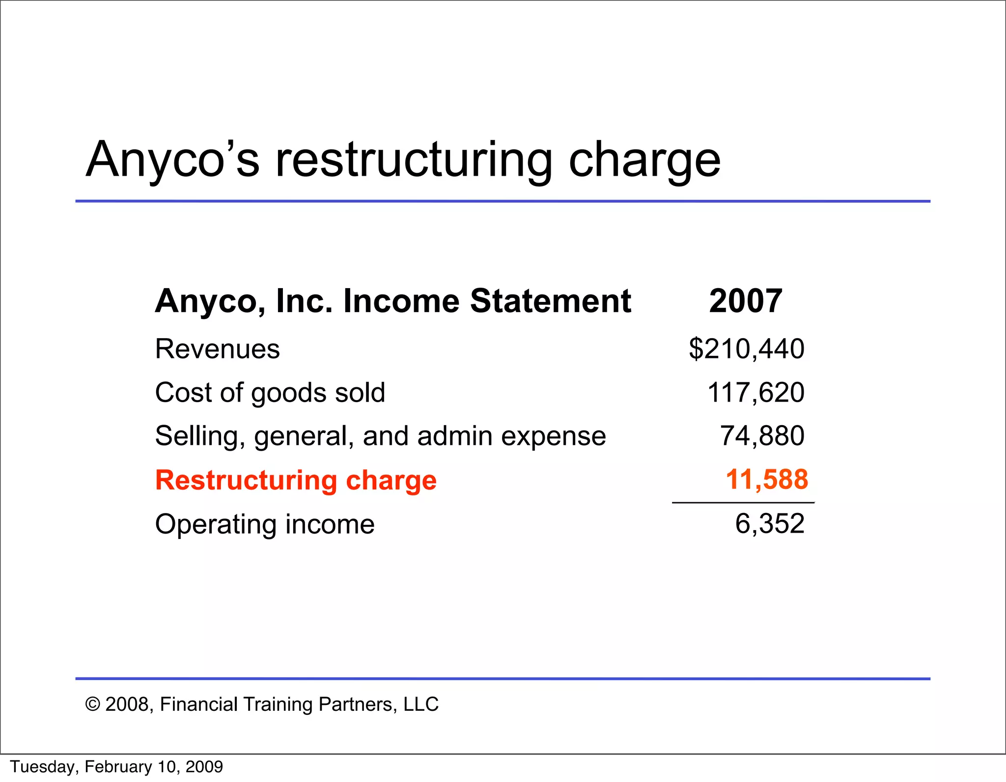 Sample Restructuring Charges And Income | KEY