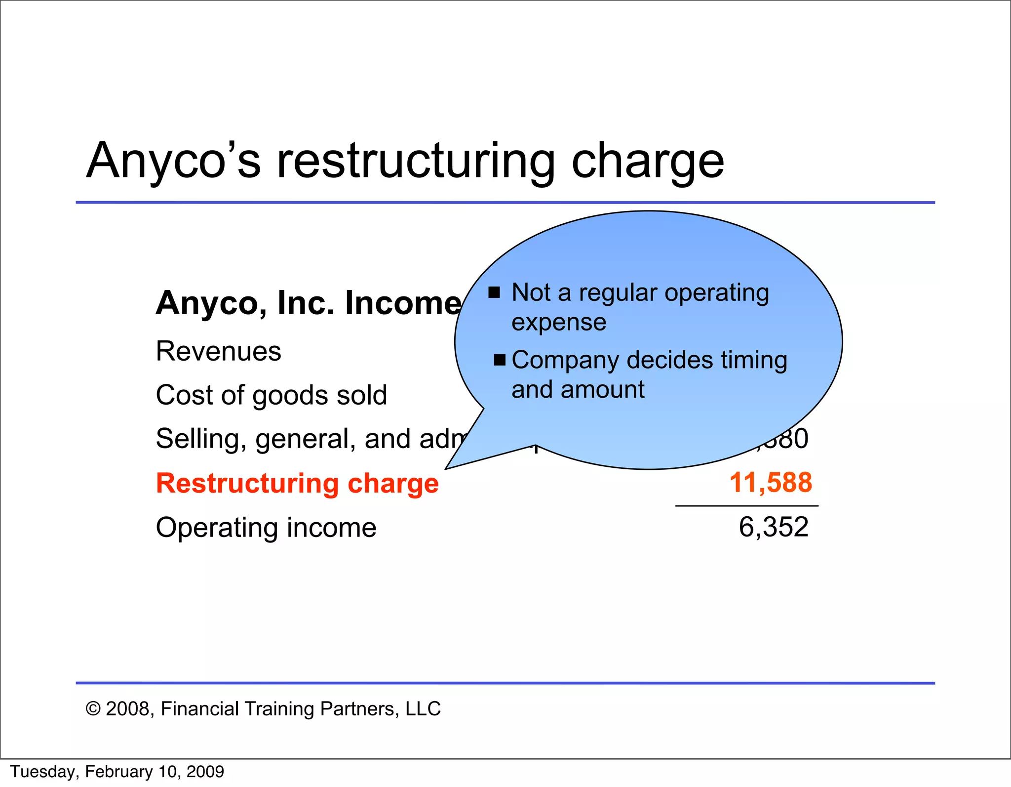 Sample Restructuring Charges And Income | KEY