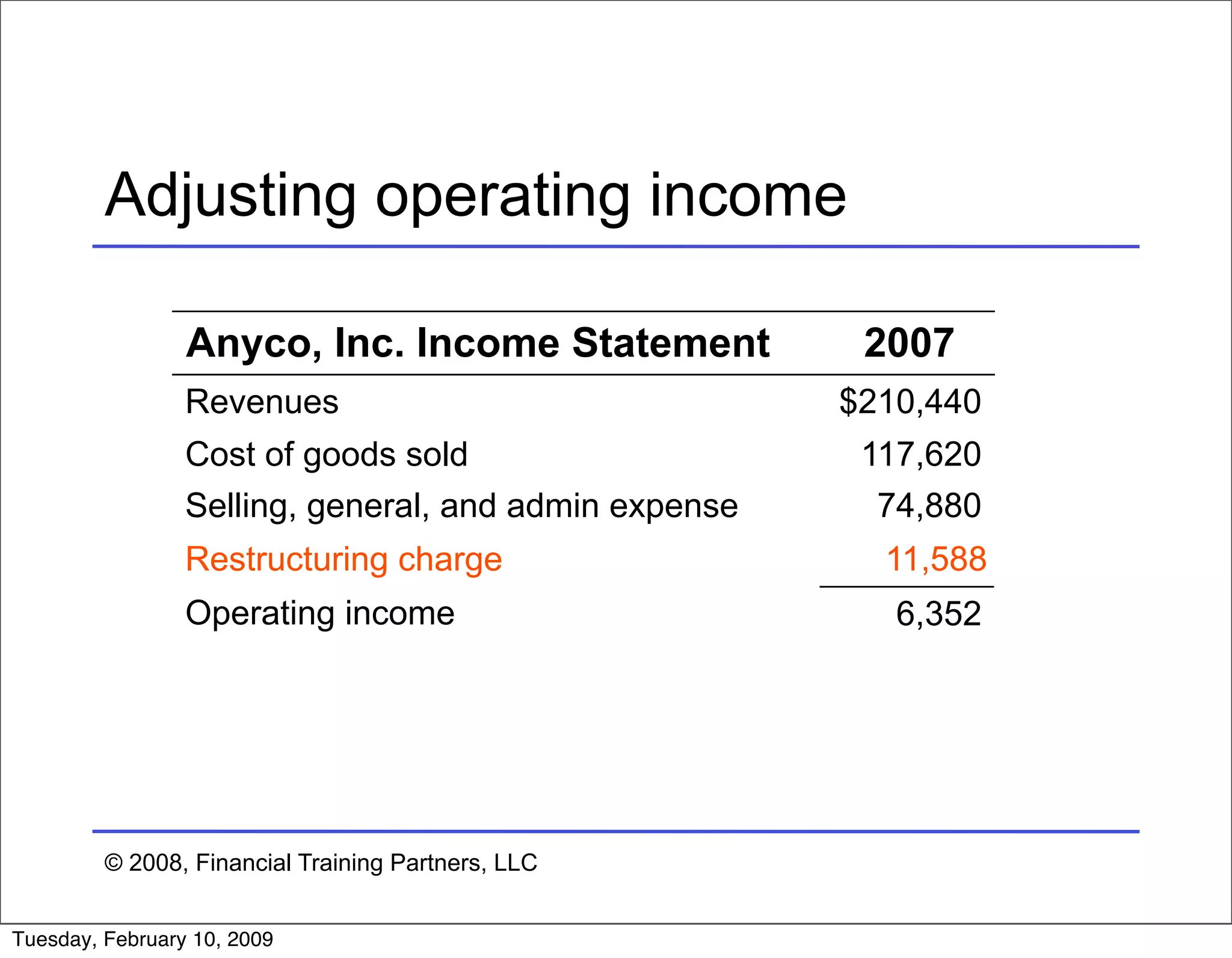 Sample Restructuring Charges And Income | KEY