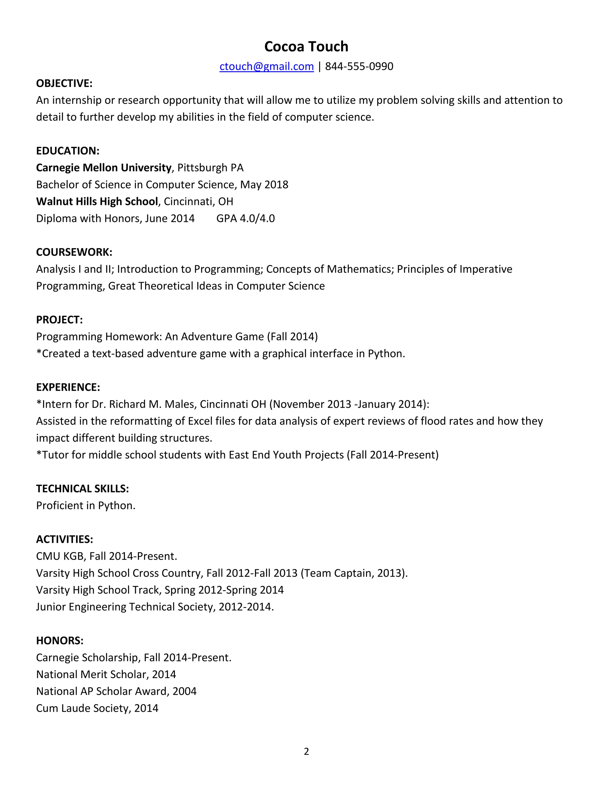 Sample resumes scs | PDF