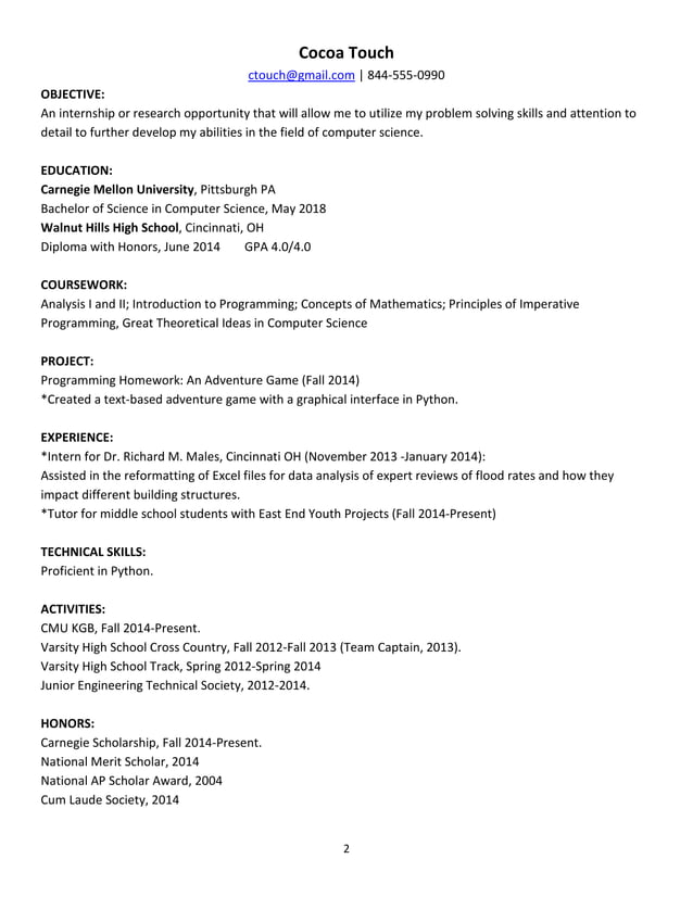 Sample resumes scs | PDF