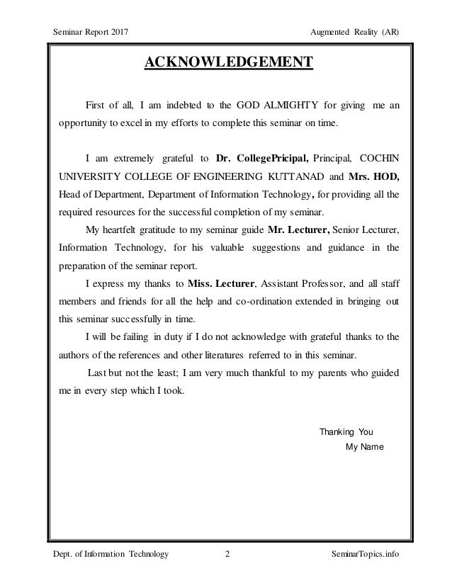 Sample seminar report