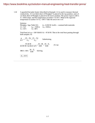 Solution Manual for Engineering Heat Transfer 3rd Edition William Janna | PDF