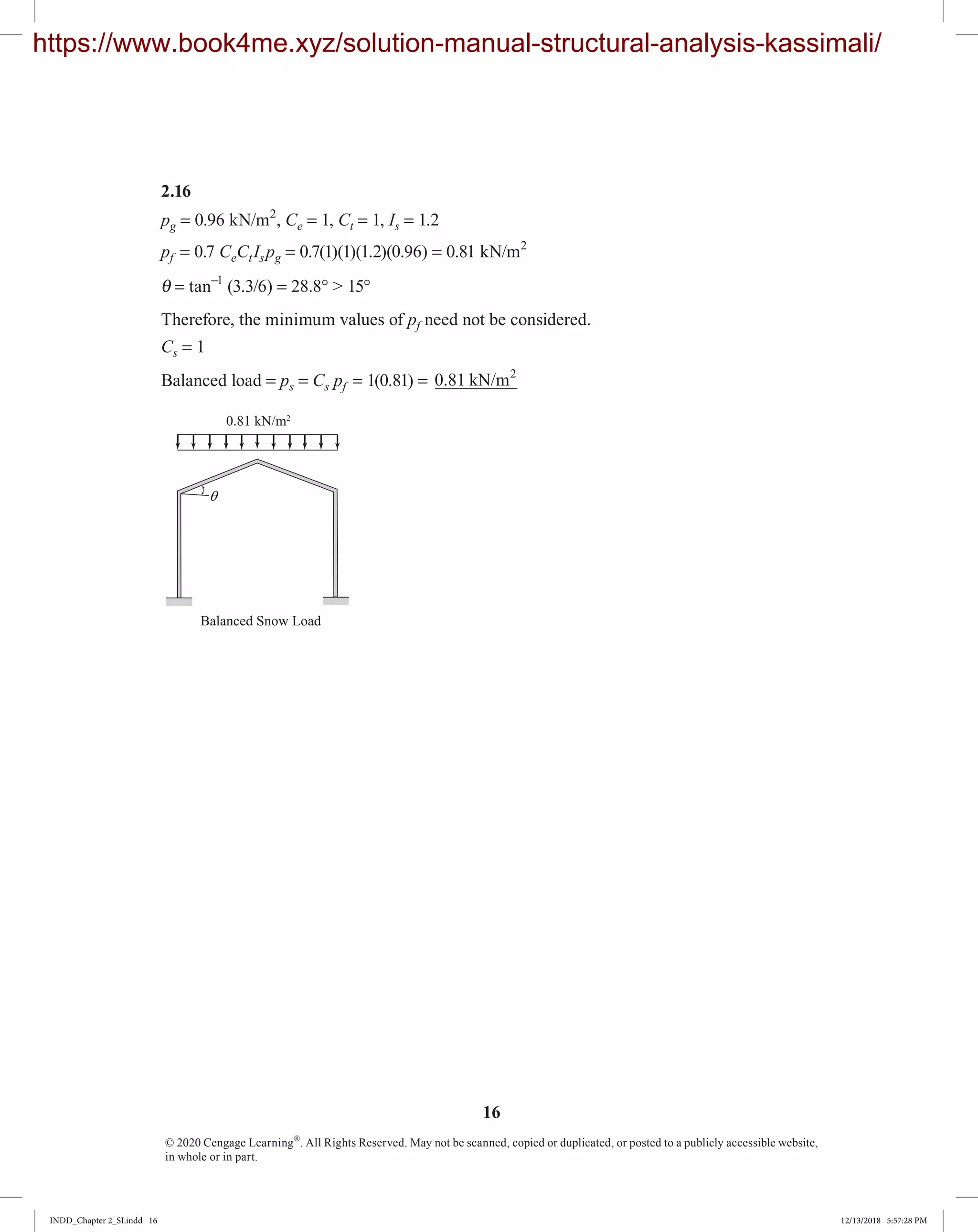 Solution Manual for Structural Analysis 6th SI by Aslam Kassimali | PDF
