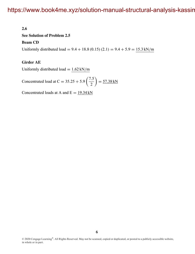 Solution Manual for Structural Analysis 6th SI by Aslam Kassimali | PDF