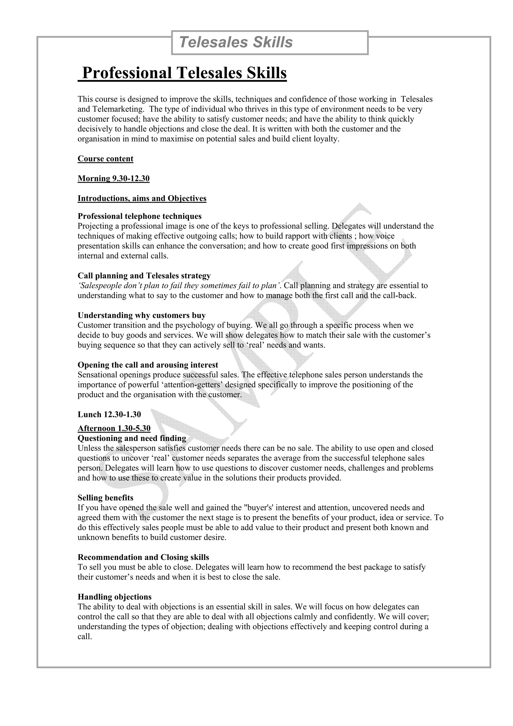Sample telesales-skills | PDF