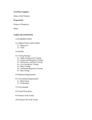 sample-test-plan-template how to create test plan | DOC