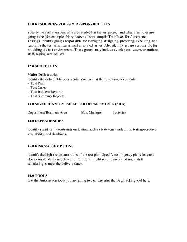 Sample Test Plan Template How To Create Test Plan Pdf
