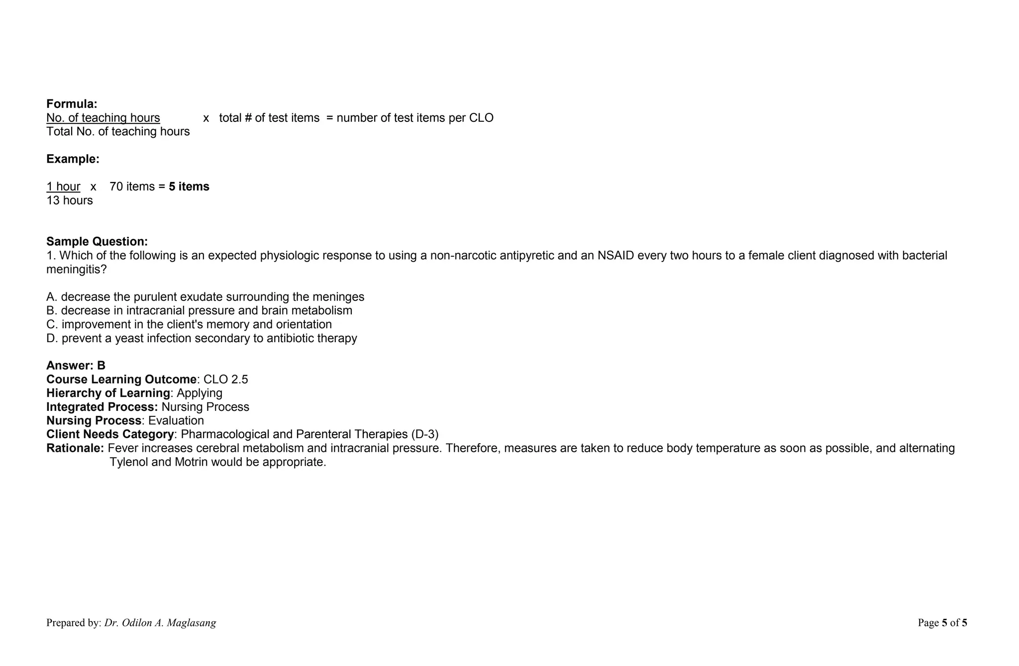 Sample-TOS-with-formula for evaluation and accreditation purposes | PPT