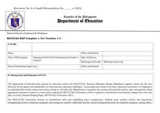 Sample-WAP-for-Teachers SDO San CARLOS City | DOCX