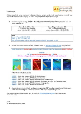 Sample 106 - Asuransi Pengangkutan - September 2017 | PDF