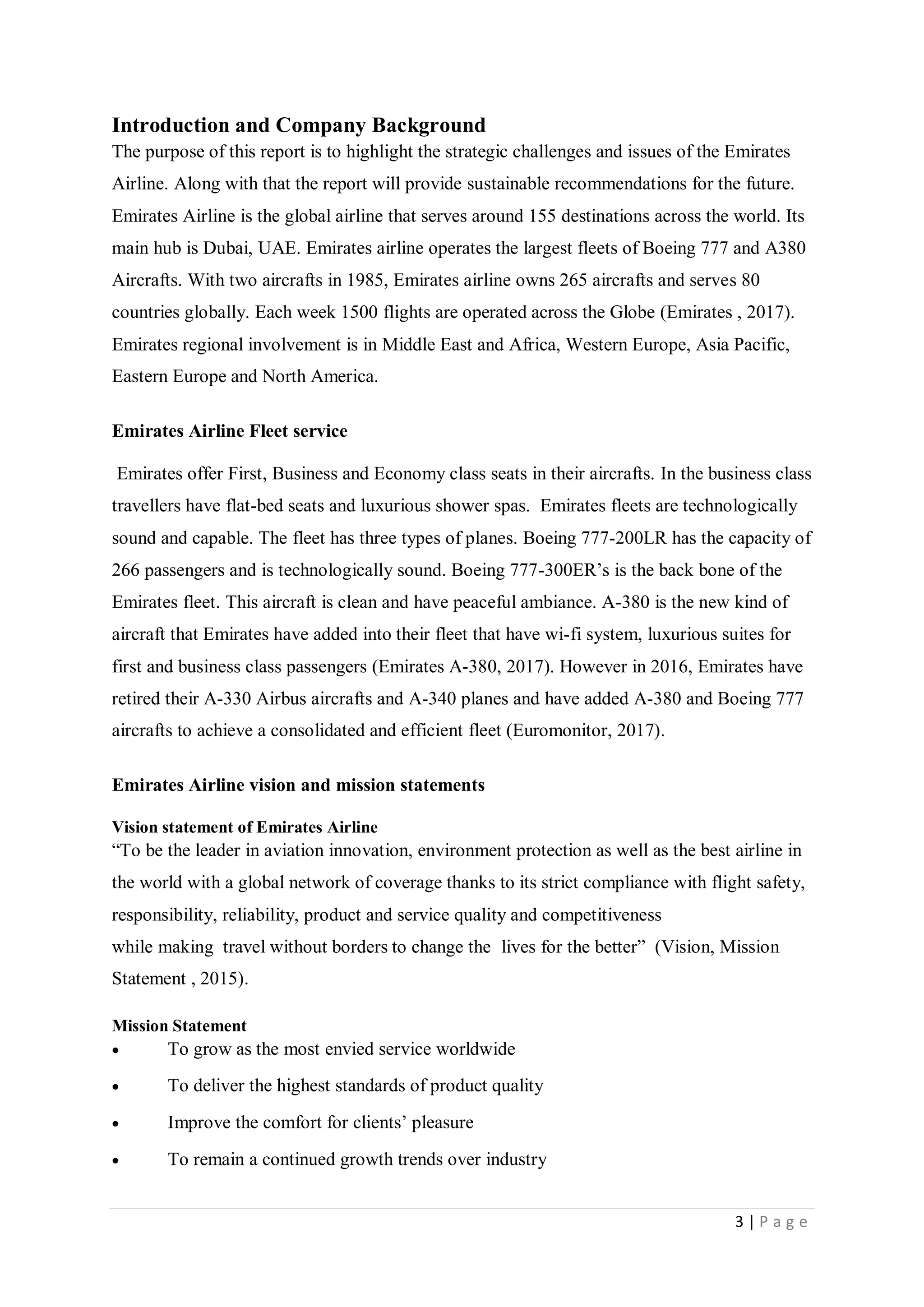 Emirates Airline: Strategic Management Report | PDF