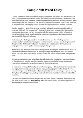 Sample 500 Word Essay | PDF