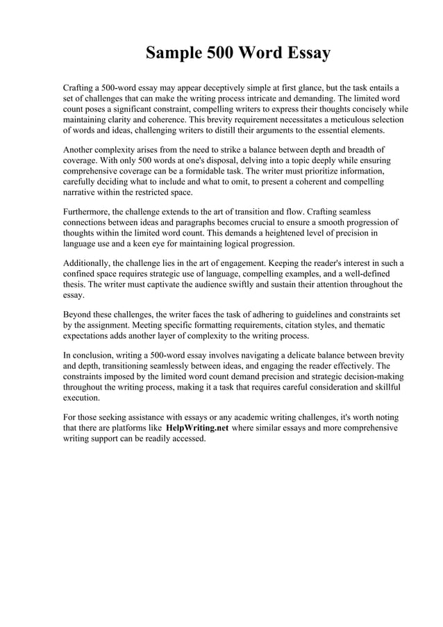 Sample 500 Word Essay | PDF